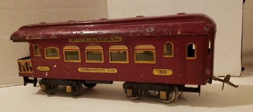 Vintage IVES Standard / Wide Gauge #186 Maroon Pullman Observation Car ...