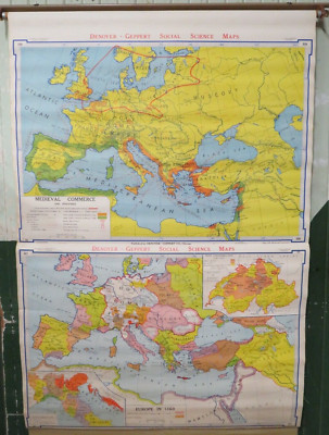 World Maps - Antique Pull Down School Map