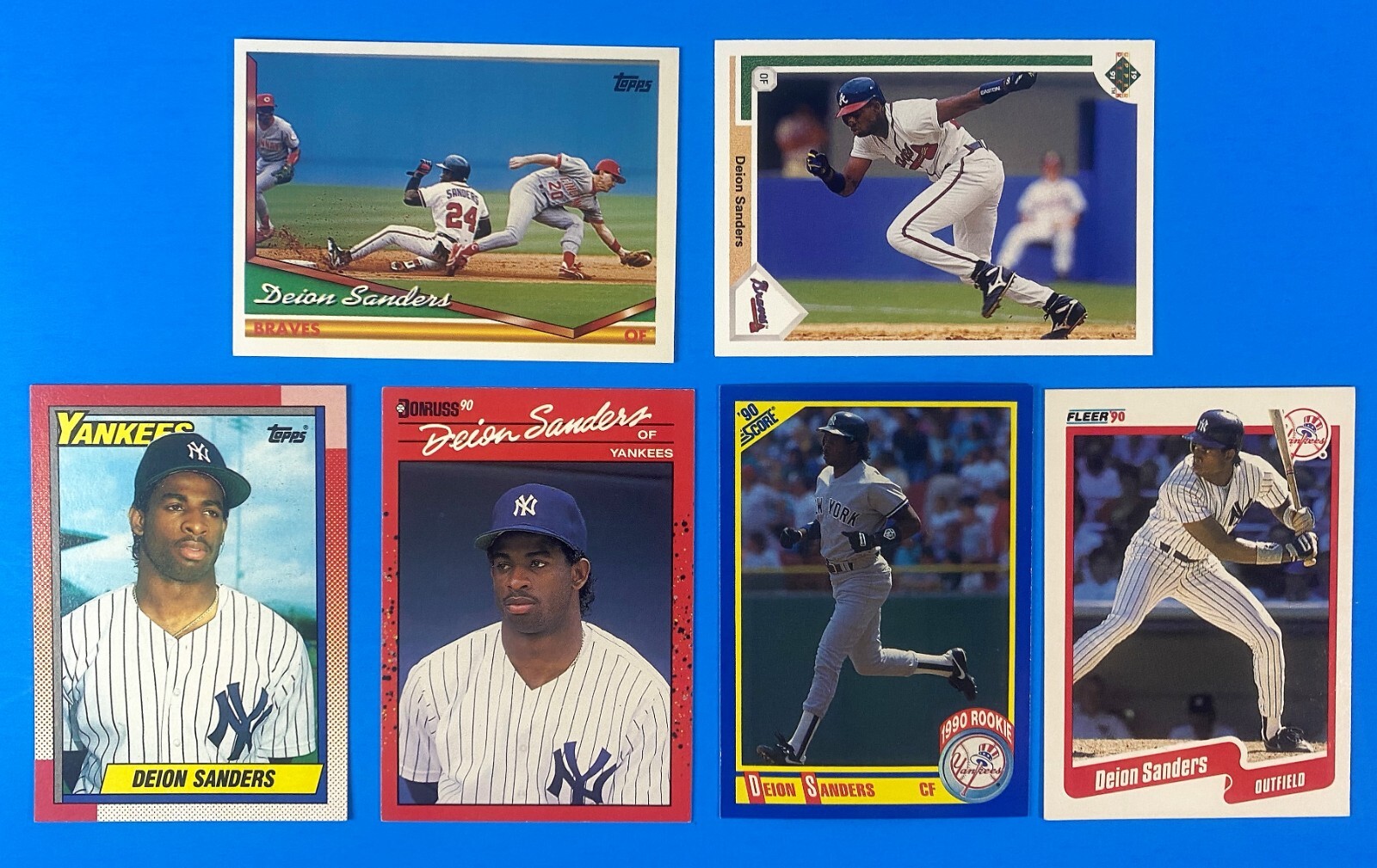 Deion Sanders Baseball Cards Lot of (6) w/Rookies / Yankees Colorado ...