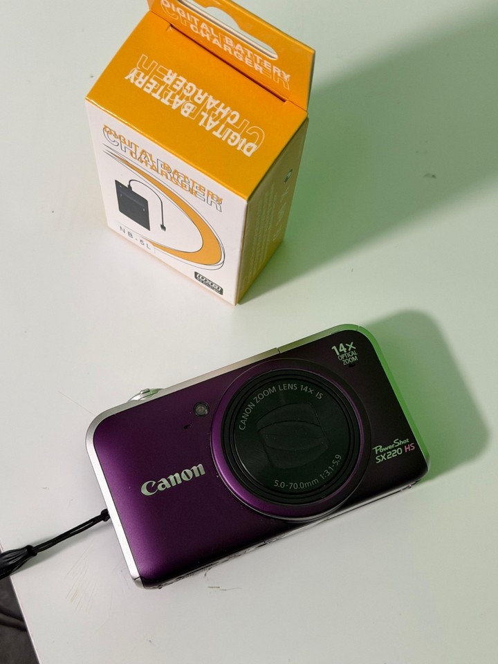Canon PowerShot SX220 HS Digital Camera Purple - Working - With Carger ...