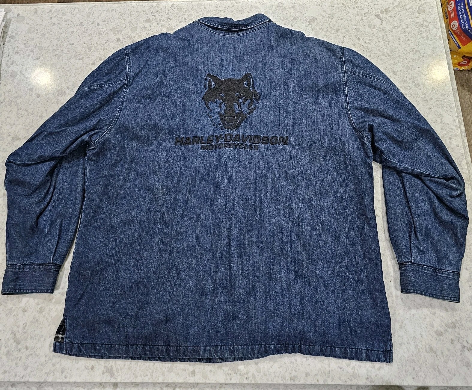 Harley Davidson Lone Wolf Shirt Jacket Mens XXL Blank… - Gem