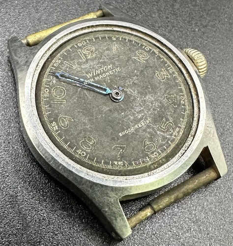 VINTAGE STAINLESS WINTON MILITATE STYLE WATCH/PARTS/REPAIR SOLD AS IS ...