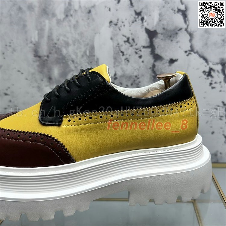 Men's British Leather Multi Color Shoes Platform Casual Carved Business ...