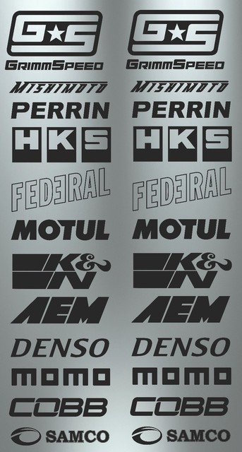 Set of stickers-GrimmSpeed-HKS-Federal-AEM-Denso-K&N-Samco-24 kit-black ...