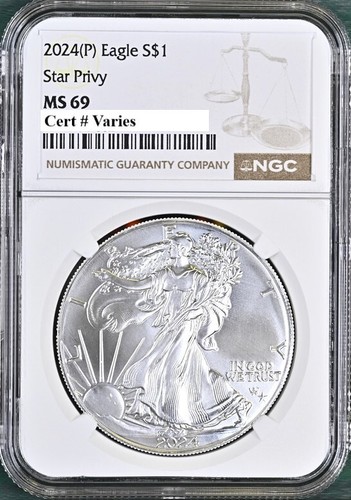 2024 p silver eagle with star privy ngc ms69 with brown label | eBay