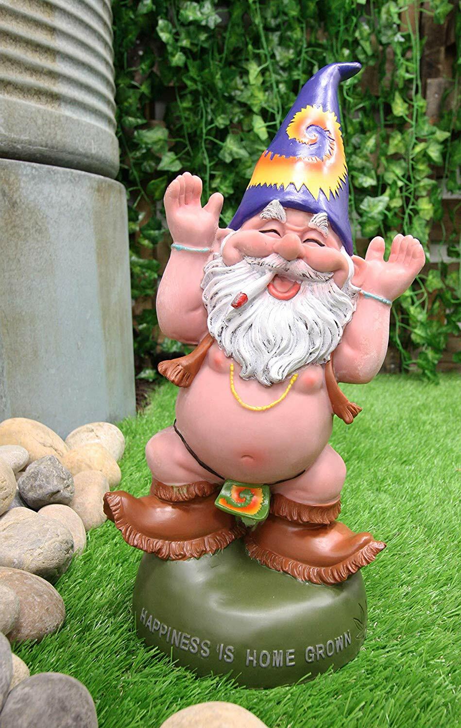 Ebros Free Spirited Hippie Garden Old Mr Gnome Statue Happiness Is Home ...