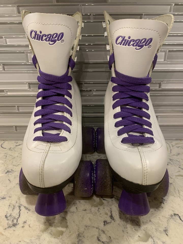 Chicago Ladies Classic Quad Roller Skates- White, Purple SIZE 5 | eBay