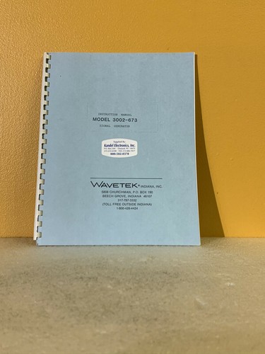 Wavetek Model 3002-673 Signal Generator Instruction Manual | eBay