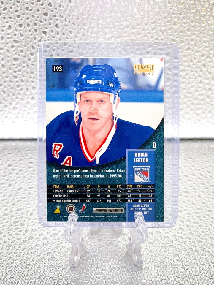 BRIAN LEETCH 1996 Pinnacle #193 ARTIST'S PROOF PARALLEL RANGERS LEGEND ...