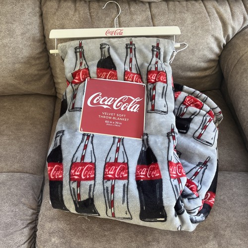 Coca-Cola Velvet Soft Throw Blanket 60"x70" Coke Bottle Design Plush ...