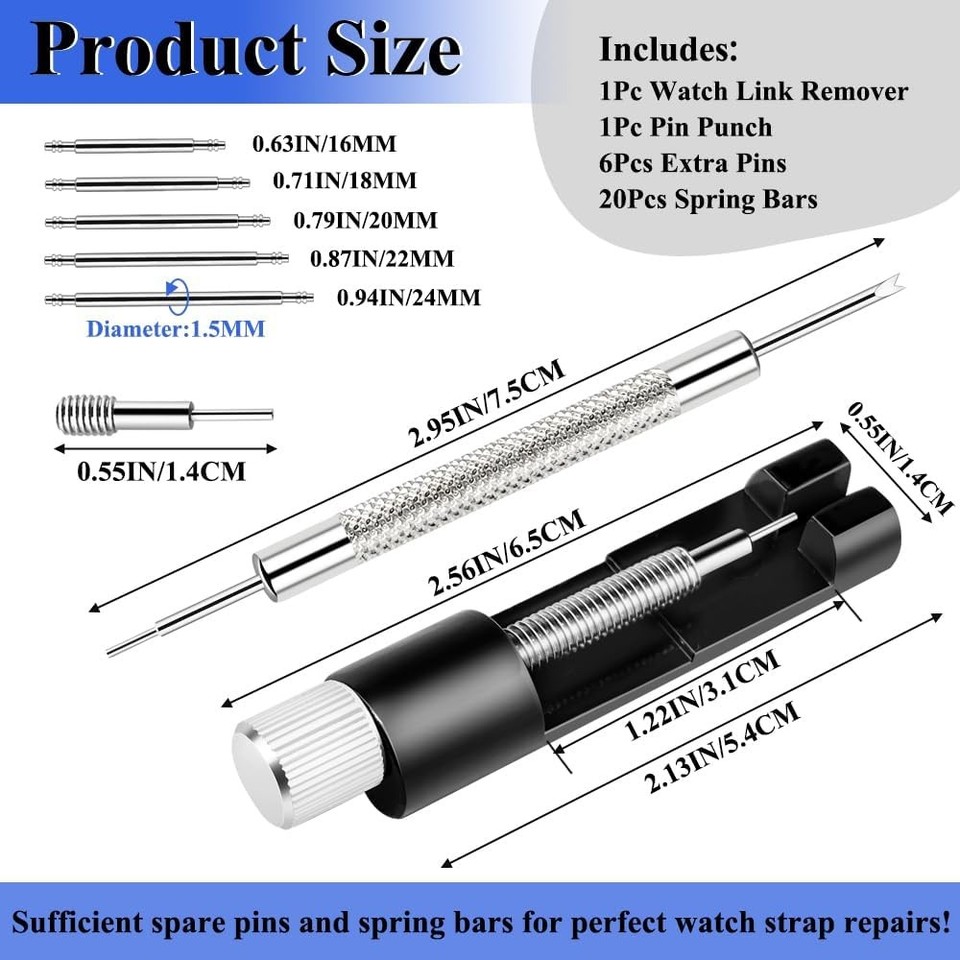 Watch Link Removal Tool, Premium Watch Band Tool Kit to Adjust and ...