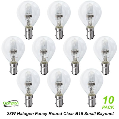 10 x 28W Clear Fancy Round Light Globes / Bulbs Small Bayonet Cap SBC ...