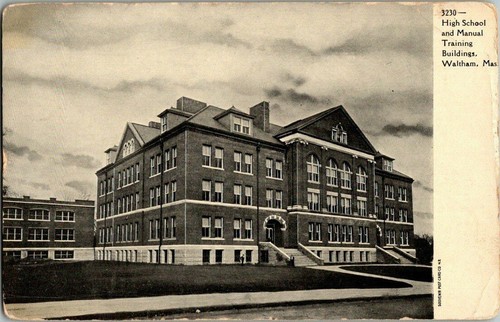 1905. WALTHAM, MASS. HIGH SCHOOL AND MANUAL TRAINING BLDGS. POSTCARD ...
