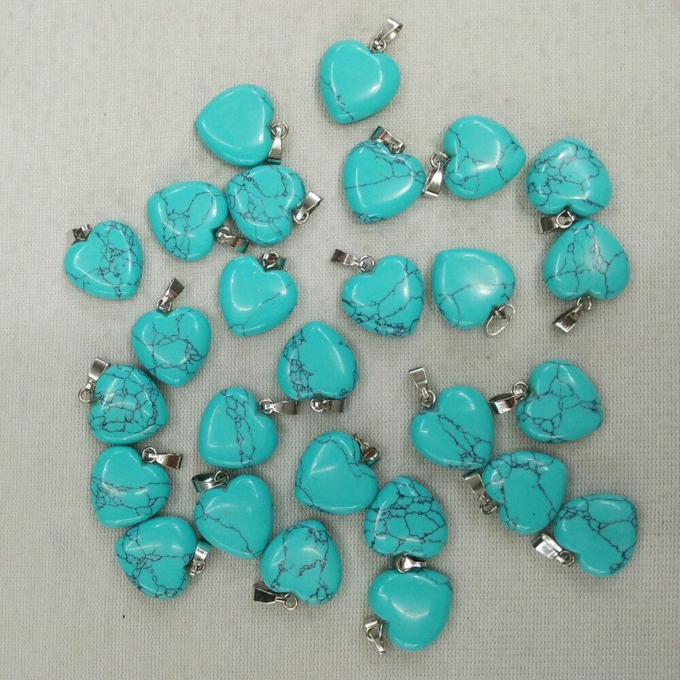Turquoise Stone Heart 50pcs Turquoise Pendant Bead DIY Necklaces ...