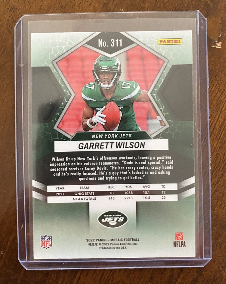 2022 Panini Mosaic Garrett Wilson Rookie Base Card RC Jets #311 | eBay