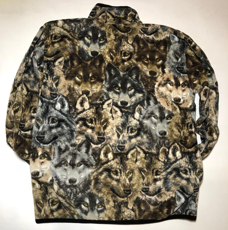 ZooFleece Wolf Camo Wolves Face Camouflage Jacket Winter Coat Sweater S ...