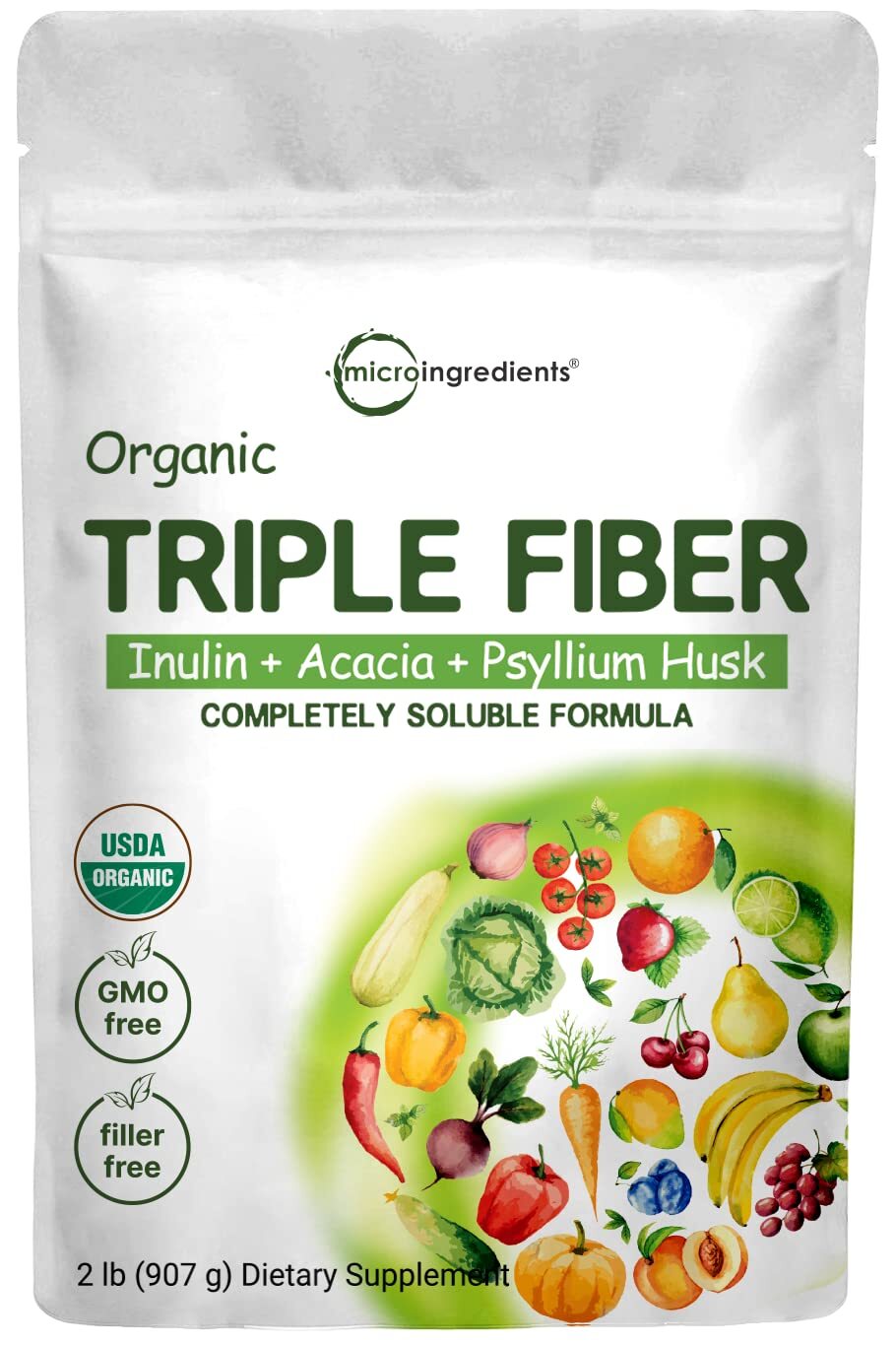 Organic Soluble Prebiotics Fiber Supplement Inulin Acacia Psyllium Husk ...
