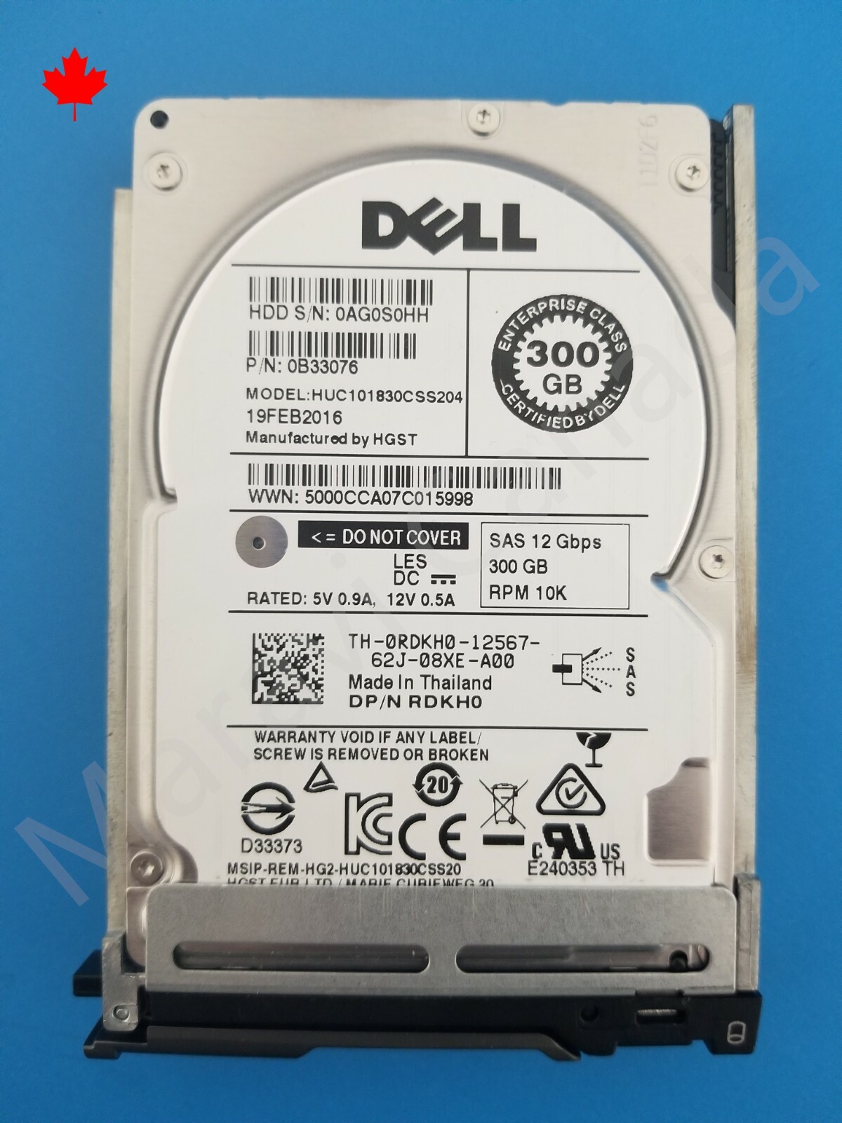 Dell 300GB 2.5" 10K 12G SAS Hard Drive RDKH0 M620 M420 M520 M820 Blade ...
