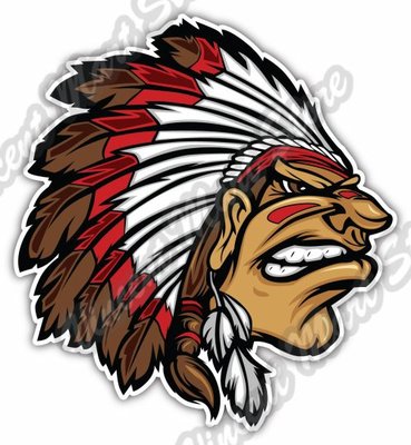 Indian Chief Head Apache Angry Native Gift Car Bumper Vinyl Sticker ...