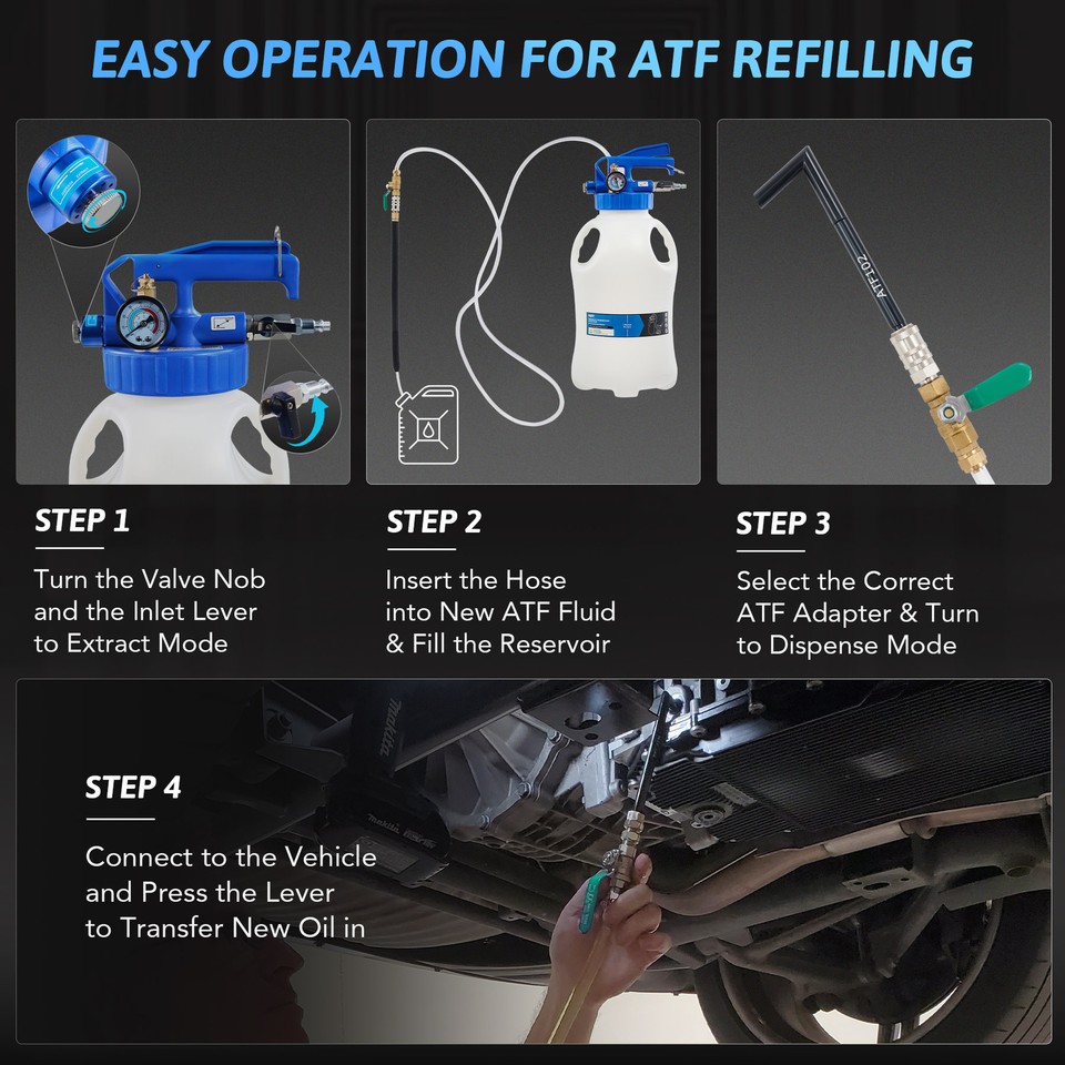OMT 10L Transmission Fluid Pump Oil & Liquid Extractor ATF Refill Pump ...