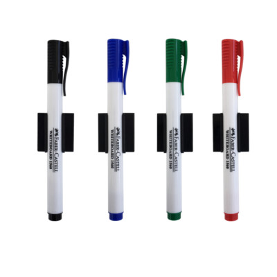 4 Whiteboard Markers & 4 Magnetic Marker Holders. For fridge or metal ...