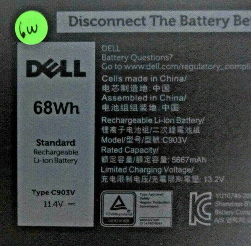 Genuine Dell Precision 7550 7750 68Wh Laptop Battery C903V for sale ...
