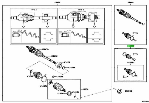 TOYOTA OEM 04427-52580 FRONT Drive Shaft Boot Kit NEO ( B-Q08 ) HITACHI ...