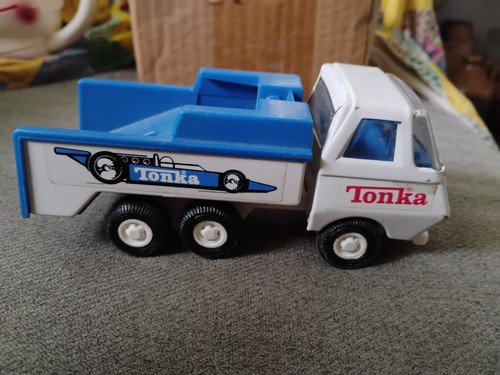 Vintage Tonka Mini 55010 Indy Race Car Transporter Hauler Blue/White | eBay
