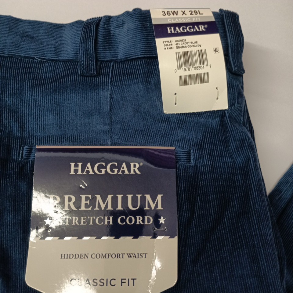 Haggar Premium Stretch Corduroy Pants Men's Size 36x29 Cadet Blue ...