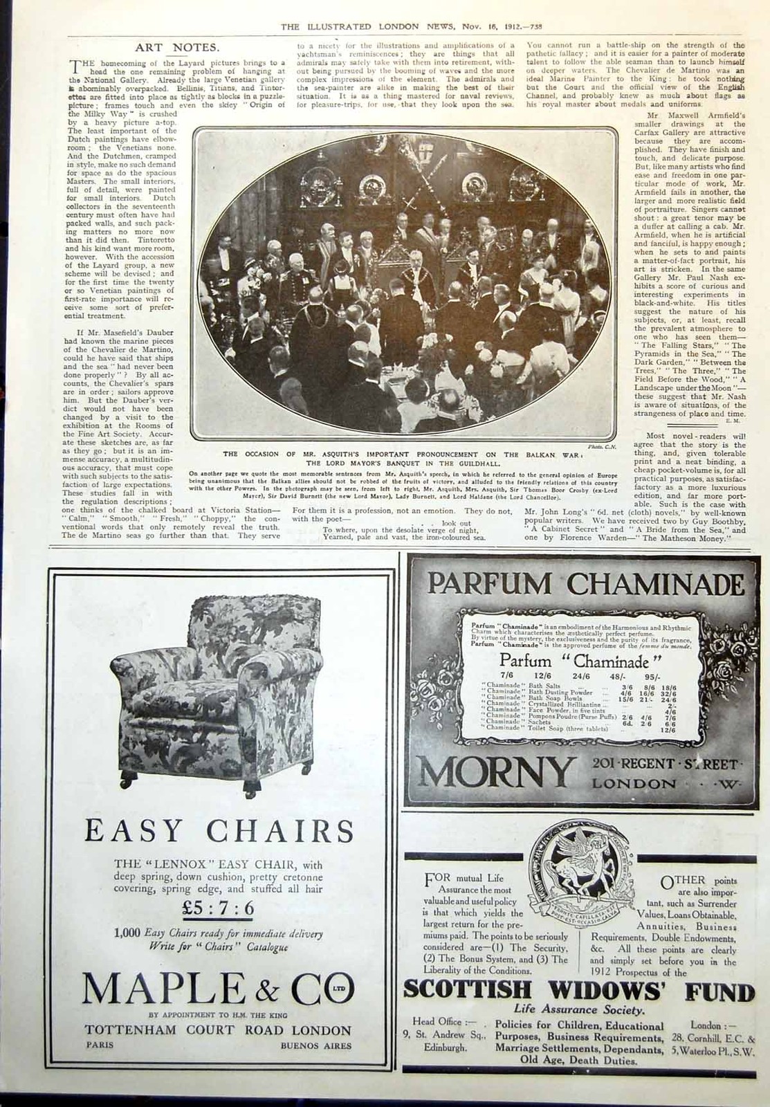 Antique Print Mr Asquith Pronouncement Balkan War Lord Mayors Banquet ...