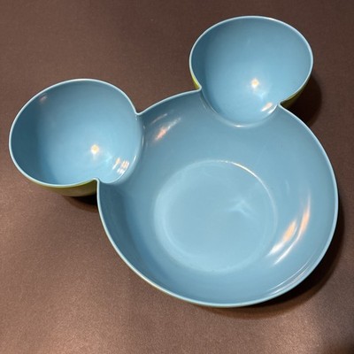 DISNEY STORE MICKEY MOUSE CHIP & DIP BOWL, 12" GREEN & BLUE. MOUSE EARS ...