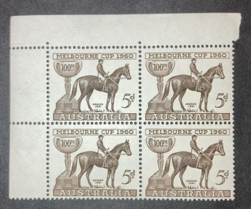 CENTENARY OF MELBOURNE CUP 1960 - 5d BLOCK OF FOUR - MNH | eBay