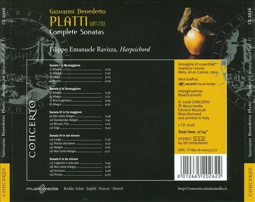 FILIPPO RAVIZZA GIOVANNI BENEDETTO PLATTI: SONATAS FOR HARPSICHORD NEW ...