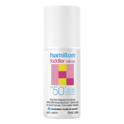Hamilton Toddler Sunscreen Roll-On SPF50+ Gentle No Fragrance Colour ...