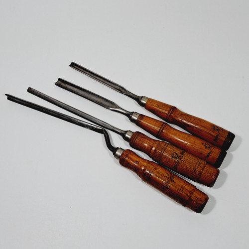 Buck Brothers Wood Hard Carving Tools Chisels Lot of 4 ~ 1/4" 3/8" 1/2 ...