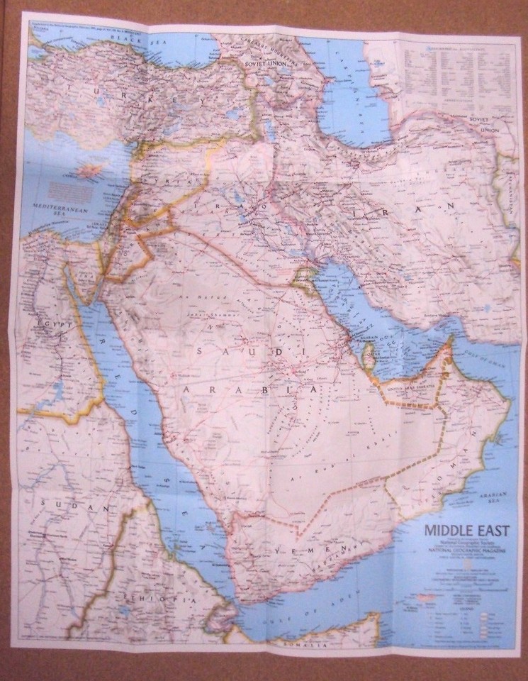 National Geographic February 1991 Map States In Turmoil The Middle East ...