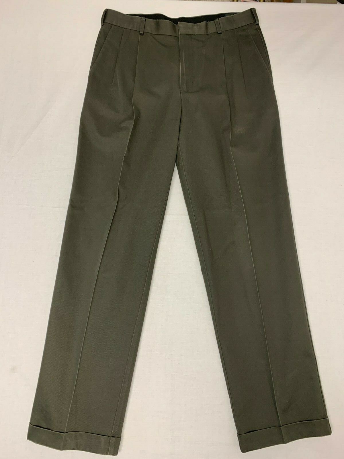 Men's Dockers Premium Green No Iron Khaki Pleated Pants 34 x 34 GUC | eBay