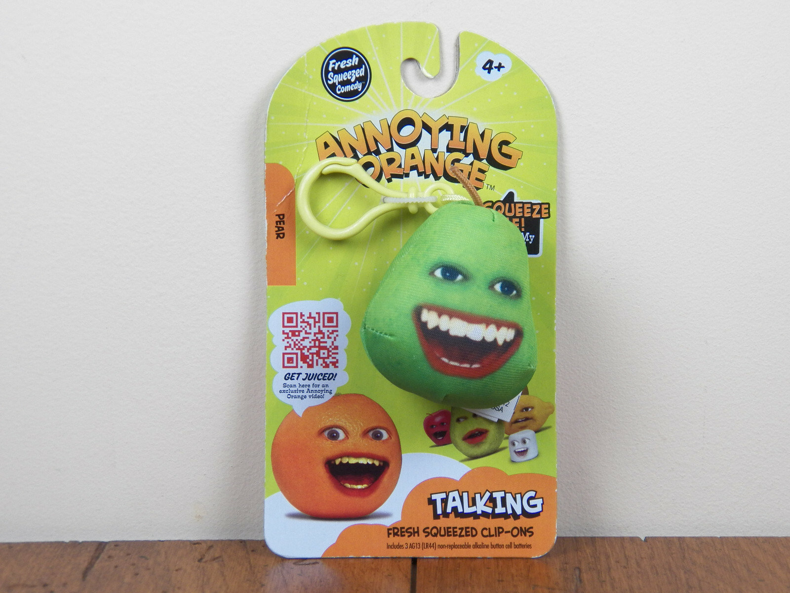 Annoying Orange 2.5" Talking Pear Plush Clip-On Figure Doll Keychain ...