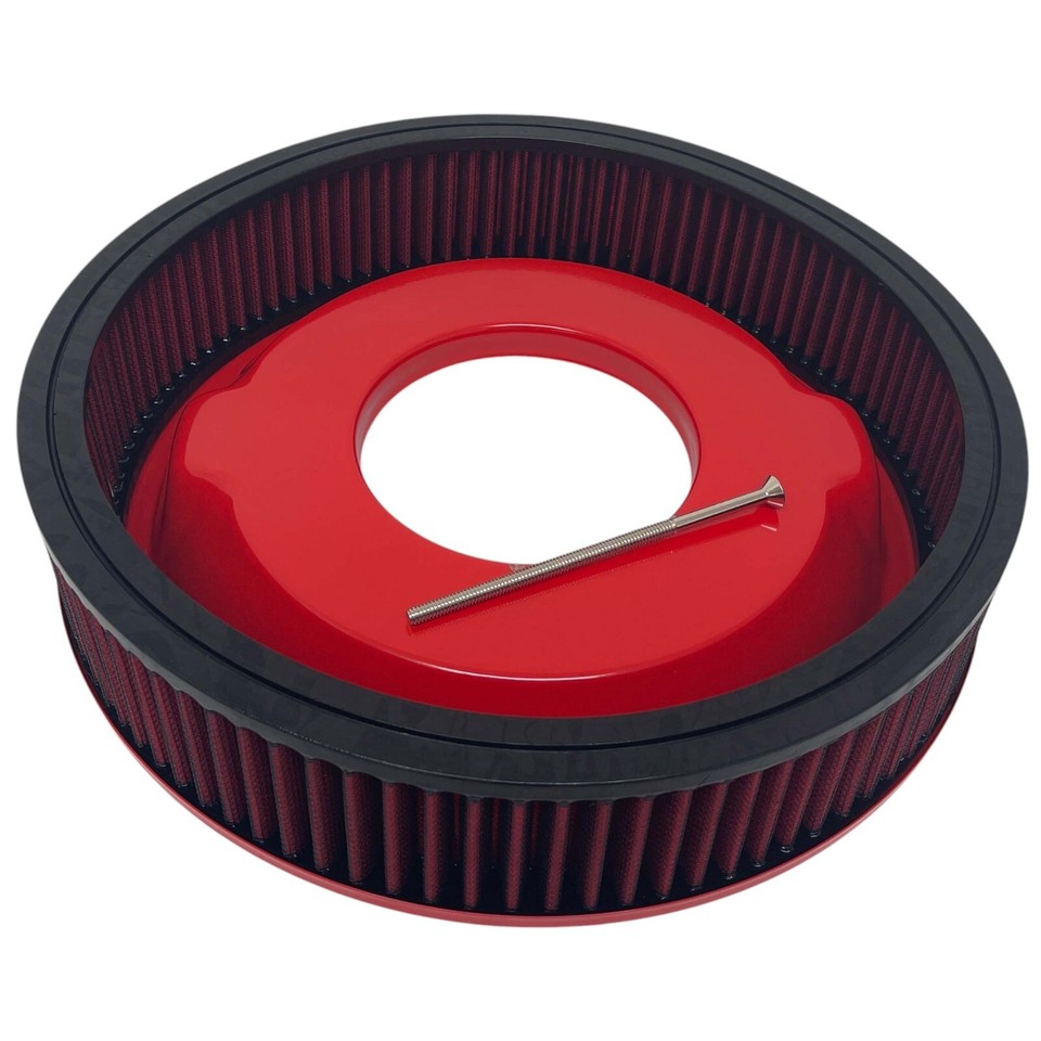 14" Round RED Air Cleaner Lid Kit - Raised Fins - Custom Engravable ...