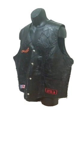 14-005 Very Nice Men's REBEL RYDER Black Leather Motorcycle Vest Sz XXL ...