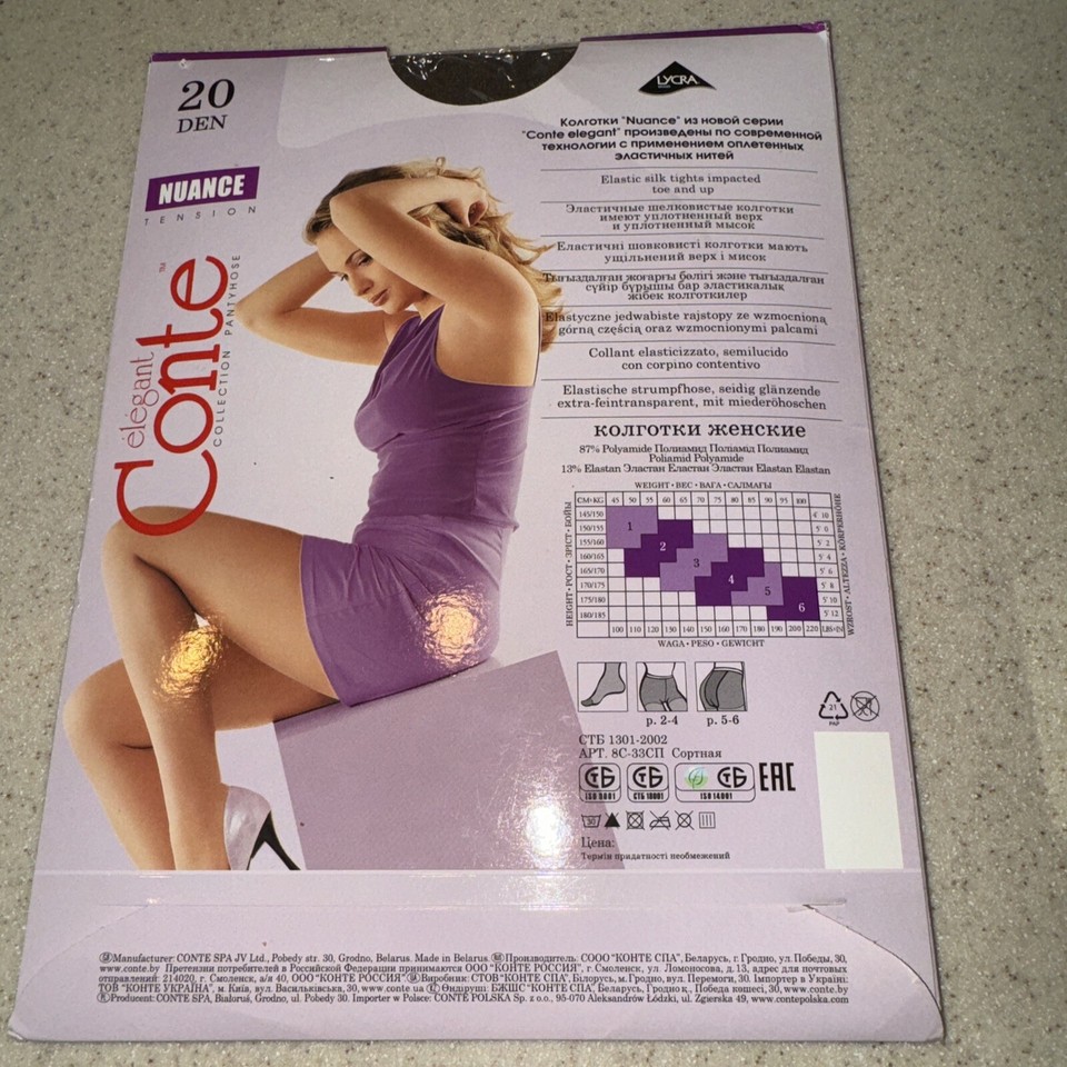 Elegant Conte Collection Pantyhose 20 Den Nuance Tension 4 Mocca | eBay