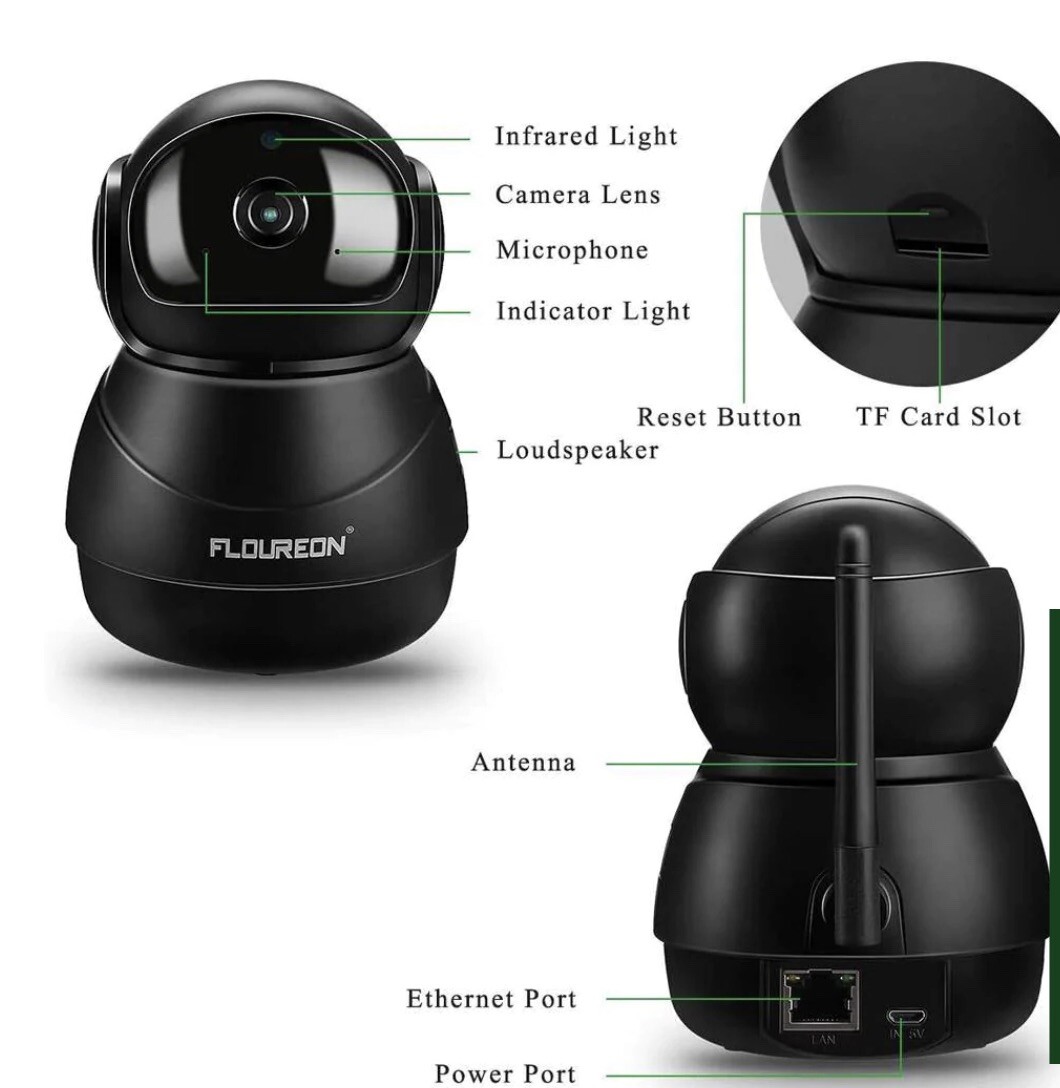 FLOUREON 360° Wireless CCTV Security Camera 1080P | Model: PTX01-PW ...