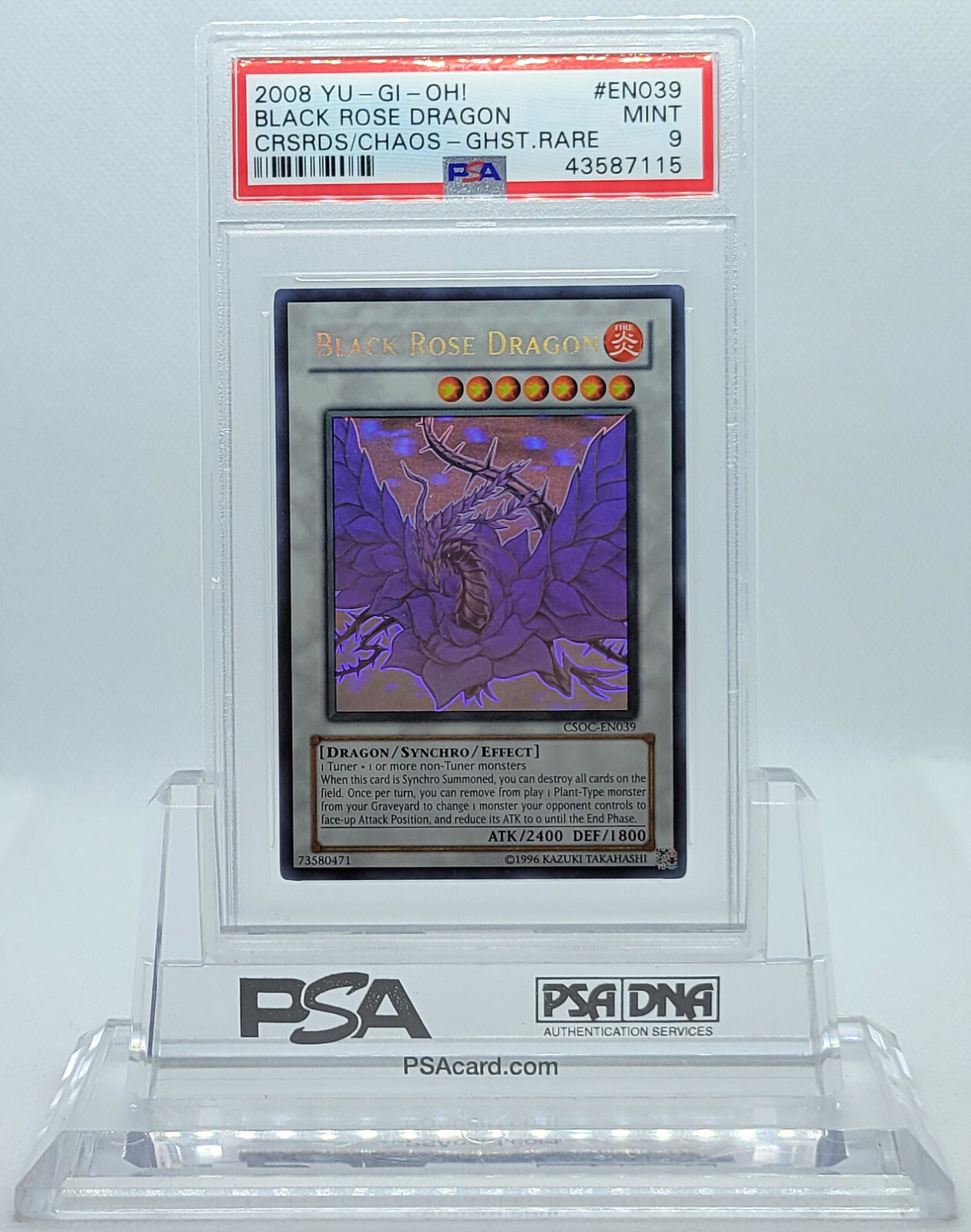 YUGIOH CSOC-EN039 BLACK ROSE DRAGON GHOST RARE HOLO FOIL PSA 9 MINT ...
