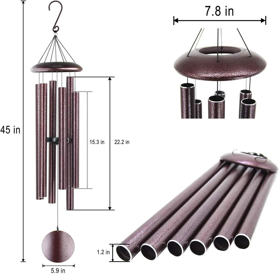 Extra Large 45" Aluminum Wind Chimes - Deep Tone for Outdoor Relaxation ...