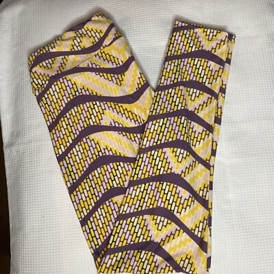 New Womans LuLaRoe Smoky Purple Yellow Pale Yellow Geo Pattern Leggings ...