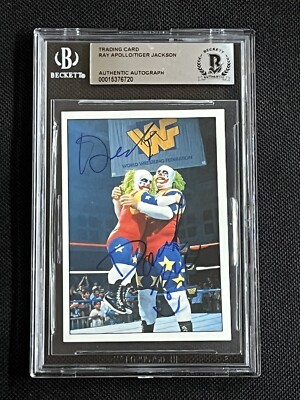 DOINK & DINK 1995 PANINI WWF STICKERS SIGNED AUTOGRAPHED CARD BAS ...