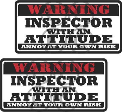 2 - 3" Inspector Worker Warning Tools Auto Motorcycle Decal Hard Hat ...