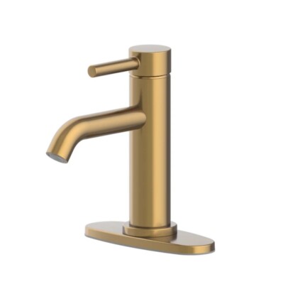 Allen + Roth Harlow Brushed Gold Single hole 1-handle WaterSense Mid ...
