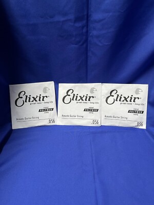 3 Elixir PolyWeb Coated .056 80/20 Bronze Individual Acoustic Guitar ...