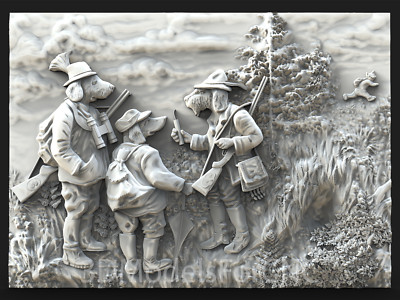 3D Model STL File for CNC Router Laser & 3D Printer Dogs Hunting | eBay